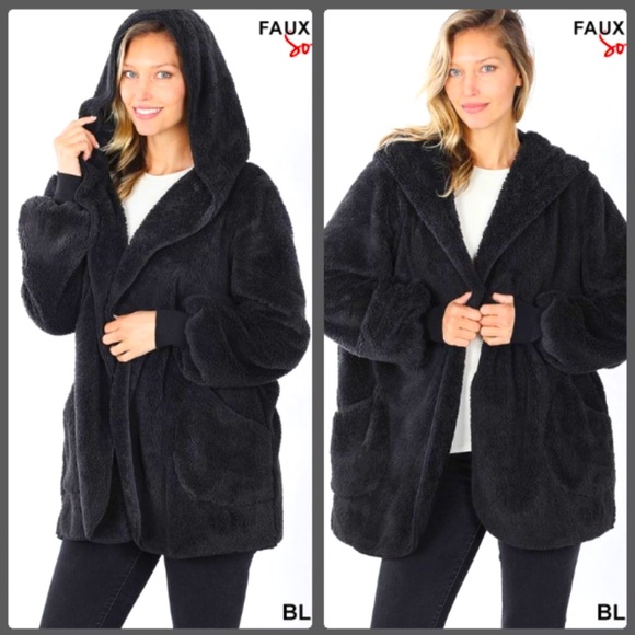 Jackets & Coats | New Sherpa Faux Fur Hooded Jacket | Poshmark